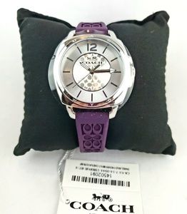 Coach | Accessories | Coach Womens Boyfriend Purple Logoembossed Watch ...